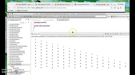 Java Ii Pascal Triangle Printed With Tabs Youtube