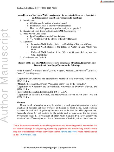 Review Of The Use Of Nmr Spectroscopy To Investigate Structure
