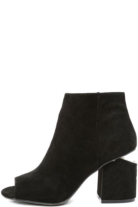 Cool Black Suede Ankle Booties Vegan Leather Ankle Booties Peep Toe
