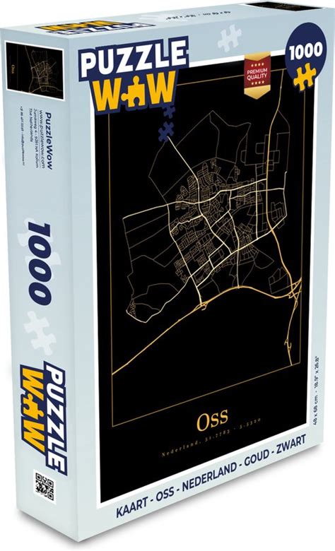 Puzzel Kaart Oss Nederland Goud Zwart Legpuzzel Puzzel 1000