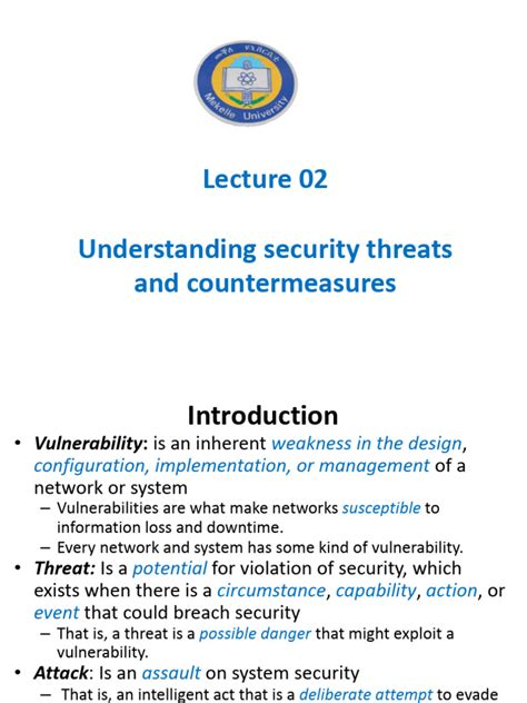 Lecture 2 Understanding Security Threats And Countermeasures Pdf Password Denial Of