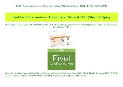 PPT BOOK Pivot For Office Workers Using Excel 365 And 2021 Short Spicy FREE READ