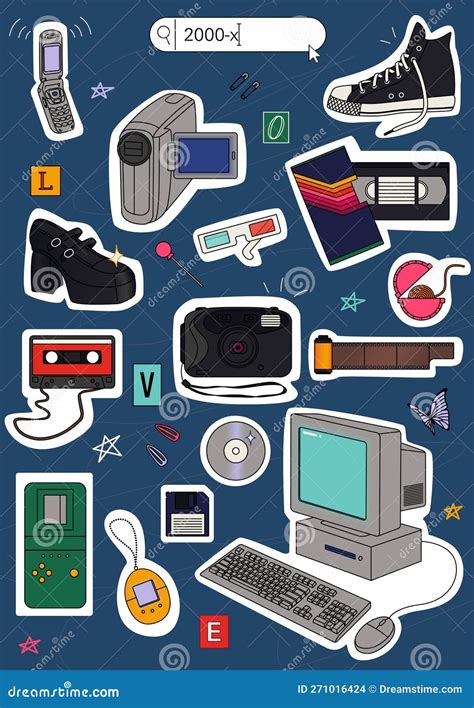 Conjunto De Stickers De Moda Vectorial 2000 E Y2k Ilustración Del