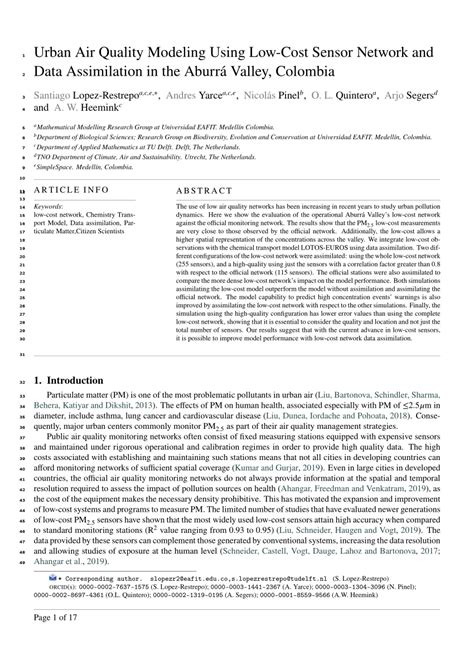 Pdf Urban Air Quality Modeling Using Low Cost Sensor Network And Data