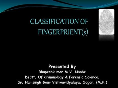 Fingerprint Classification Systems Henry And Ncic Ppt