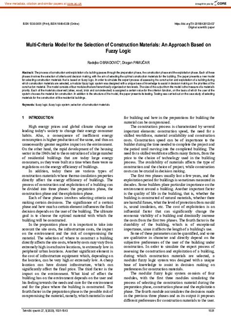 pdf fuzzy logic model for construction material selection
