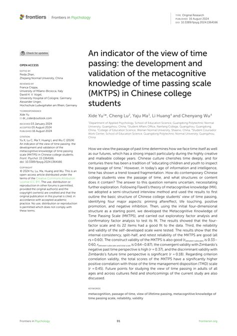 Pdf An Indicator Of The View Of Time Passing The Development And