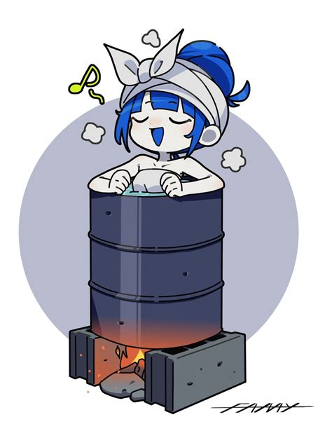 ドラム缶風呂入ってみたさ FAMY ふぁみのイラスト