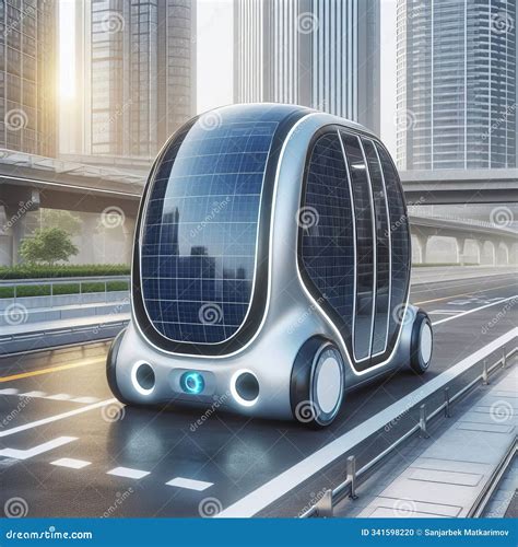 Self Driving Public Transportation Pod Solar Powered Autonomous Stock Illustration