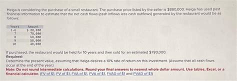 Helga is considering the purchase of a small | Chegg.com
