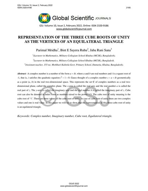 SOLUTION Representation Of The Three Cube Roots Of Unity As The Vertices Of An Equilateral