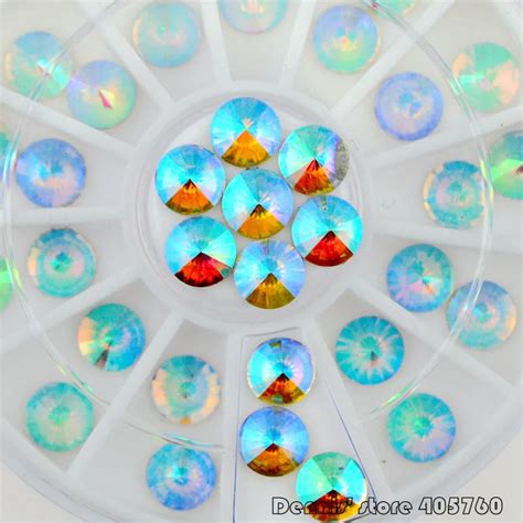 뷰티 36 개휠 3d 반짝이 시니 Ab 블루 화이트 5mm 다이아몬드 아크릴 네일 아트 보석 장식 모조 다이아몬드 휠 Diy 팁rhinestone Wheelgem