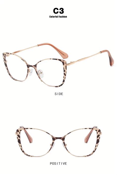 Color Block Cat Eye Metal Frame Clear Lens Glasses Retro Temu