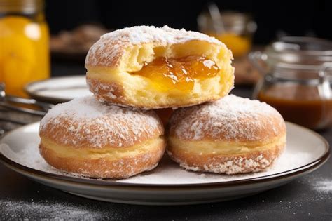 Premium Photo Sweet Filled Donuts With Copy Space