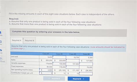 [solved] fill in the missing amounts in each of the eight case
