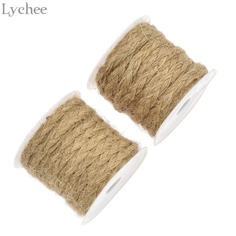 Lychee 2 Rolls Diy Natural Hessian Jute Twine Rope Solid Color Hemp