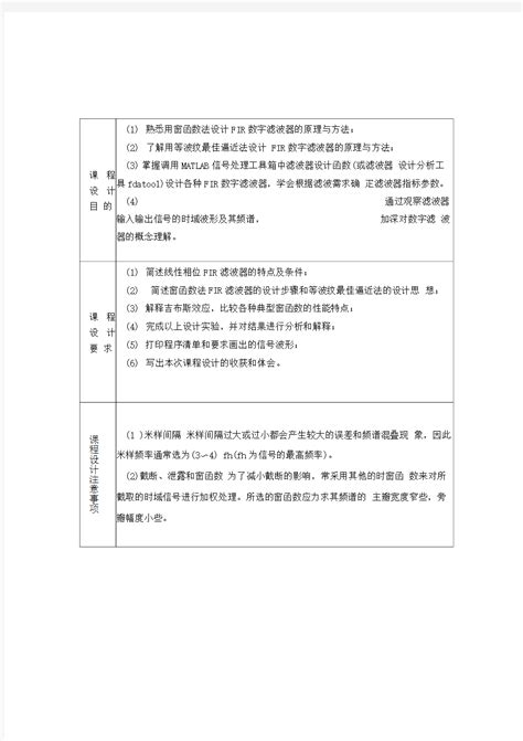 基于汉宁窗的fir数字滤波器 文档之家