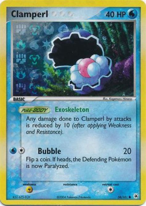 Pokemon Ex Hidden Legends Single Card Reverse Holo Clamperl 58 Toywiz
