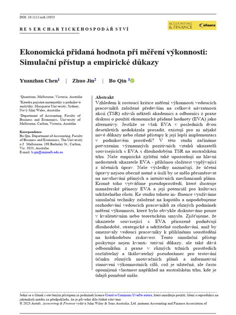 Eva Performance Measurement A Simulation Approach And Empirical Cs Pdf