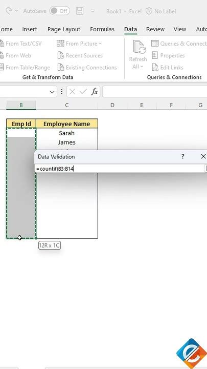 ⚠️ Excel Data Validation No More Duplicates Allowed 🚫🔍 Youtube