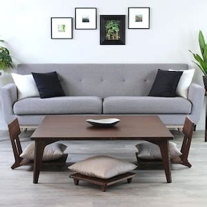 Square LOW Dining Table Set Floor Seating Mid Century Japanese