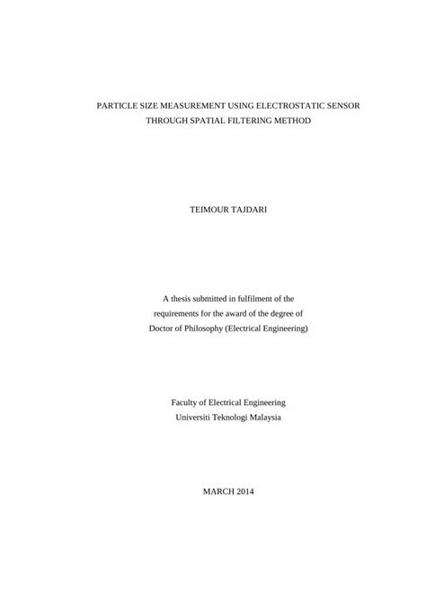 Pdf Particle Size Measurement Using Electrostatic Eprintsutmmyid