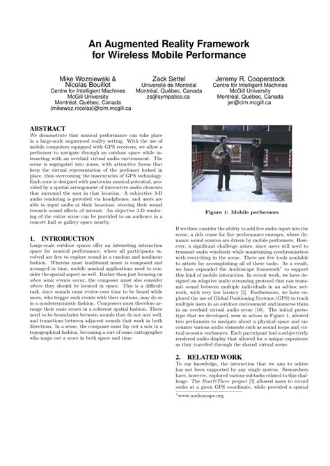 Pdf An Augmented Reality Framework For Wireless Mobile Performance