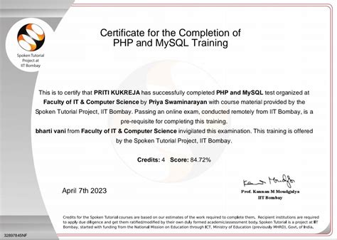 Priti Kukreja On Linkedin Php Mysql Certification