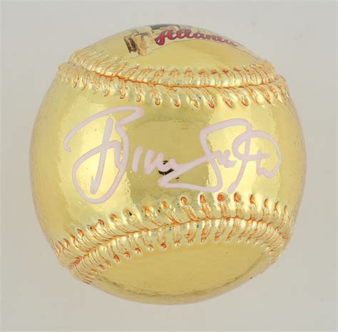 Brian Snitker Signed Gold 2021 World Champions Logo Baseball Radtke