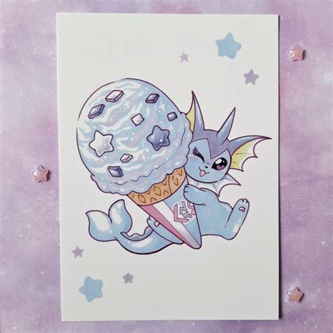 Vaporeon Pokemon Art Print Etsy