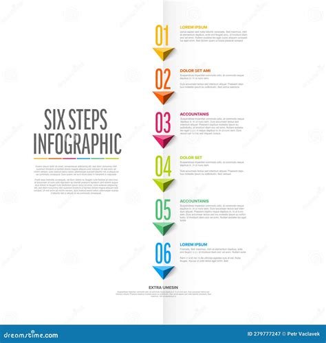 Vector Six Steps Vertical Progress Template With Big Arrows And Numbers