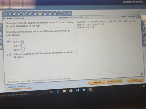 Solved Find If Possible The Number Of Elements In Sets A