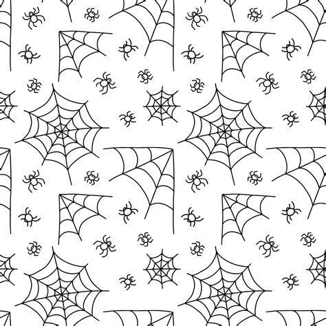 Premium Vector Vector Spiders Web Seamless Pattern Spiders Doodle Hand Drawn Seamless Pattern