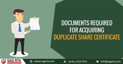 Documents Required For Acquiring Duplicate Share Certificate SAG RTA