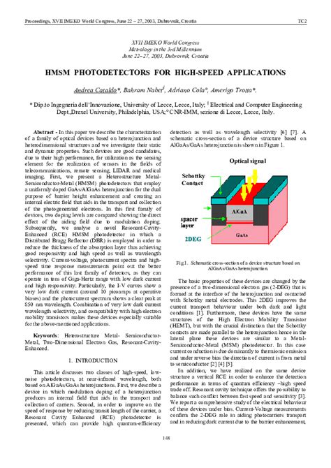 Pdf Hmsm Photodetectors For High Speed Applications