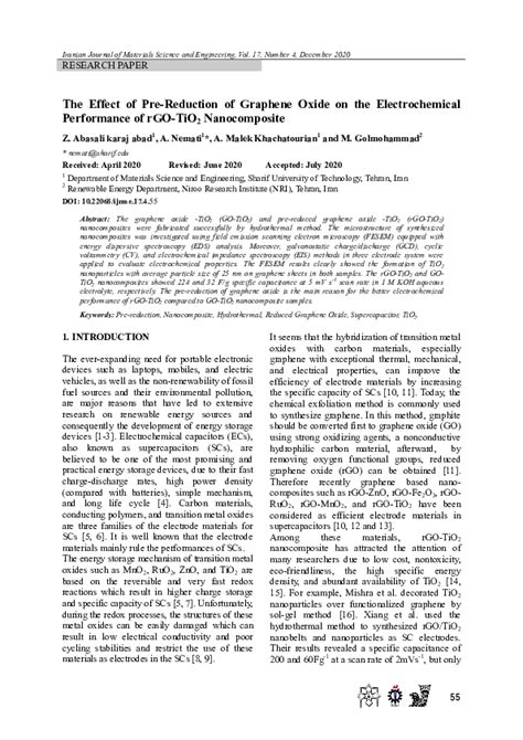pdf the effect of pre reduction of graphene oxide on the