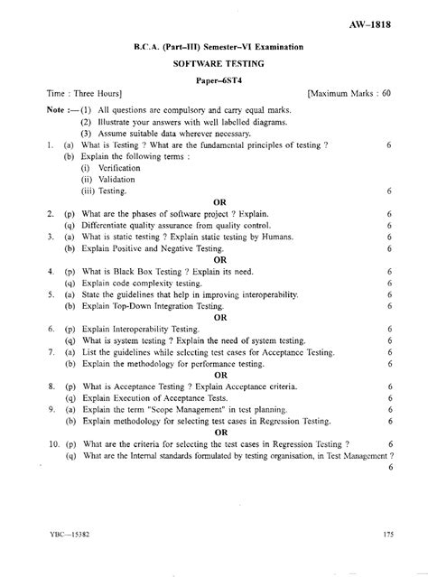 Bca 6 Sem Software Testing S 2019 Aw L Bc Art Iii Semester Vl