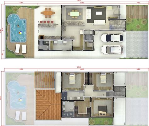 Plano De Casa Con Piscina Y Terraza Planos De Casas Modelos De Casas