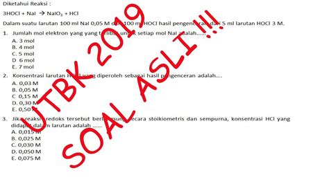 Pembahasan Soal Asli UTBK 2019 Kimia Bagian 1 YouTube