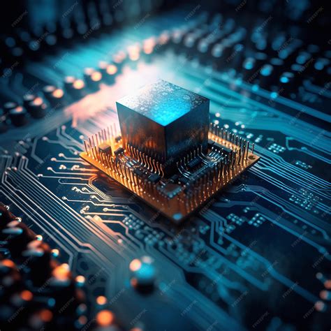 Premium Photo Computer Hardware Cpu And Circuit Board With Microchip Technology Abstract And