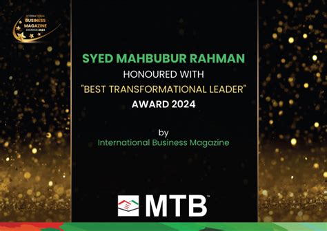 Syed Mahbubur Rahman Md And Ceo Of Mtb Clinches Best