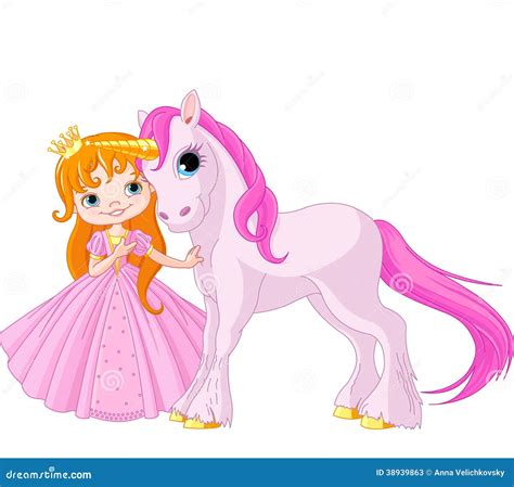 Cute Princess And Unicorn Stock Vector Illustration Of Little 38939863