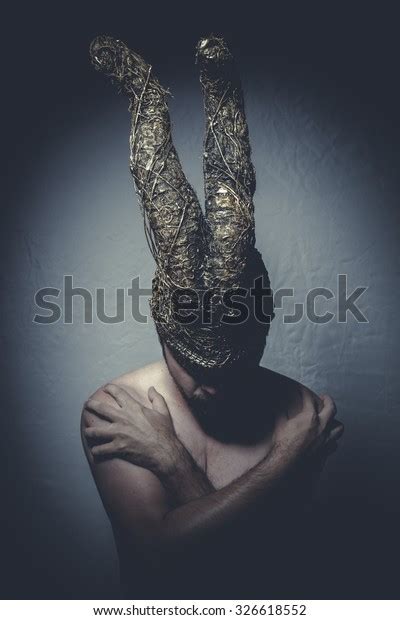 Naked Man Helmet Warrior Trumpets Pain Stock Photo 326618552 Shutterstock