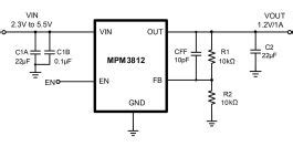 MPM3812 2 3V To 5 5V Input 1A Power Save Mode PSM Power Module With An Ultra Small Package