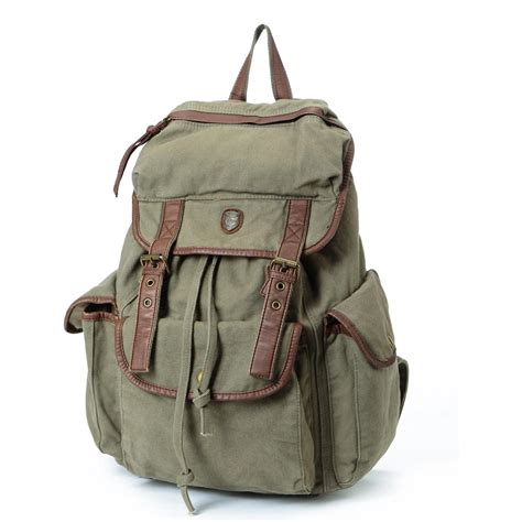 Army Green Multi Function Unisex Canvas Backpack Military Shopping