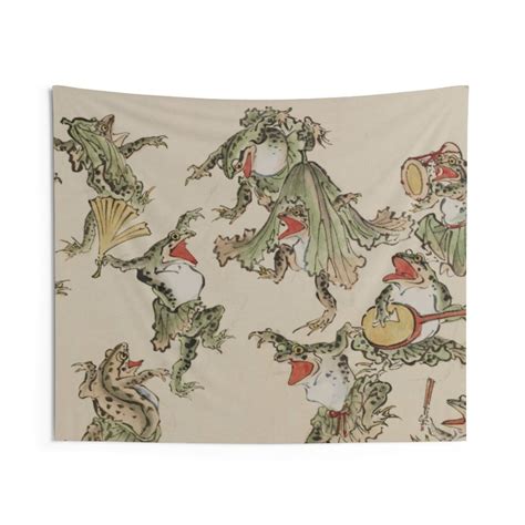 Frog Tapestry Frog Wall Art Japanese T Anthropomorphic Etsy
