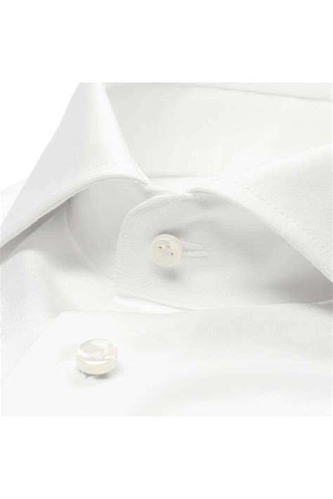 Profuomo Sky Blue Slim Fit Overhemd Wit Effen Overhemden