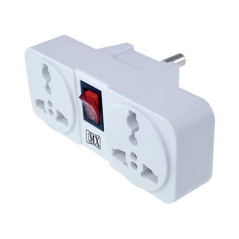 15a White 3 Pin 2 Way Universal Socket With Led Switch For Electric