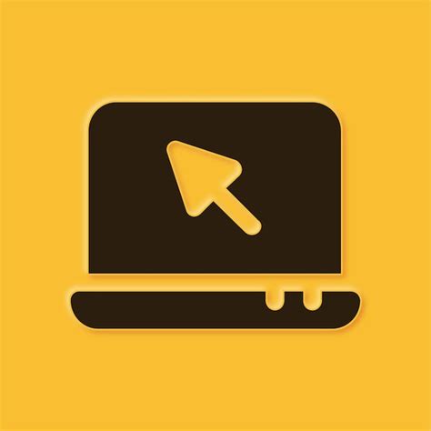 Premium Vector Stunning Embossed Yellow Laptop With Mouse Pointer Icon
