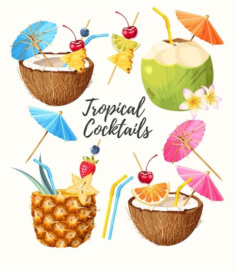 Premium Vector Vector Collection Of Tropical Cocktails